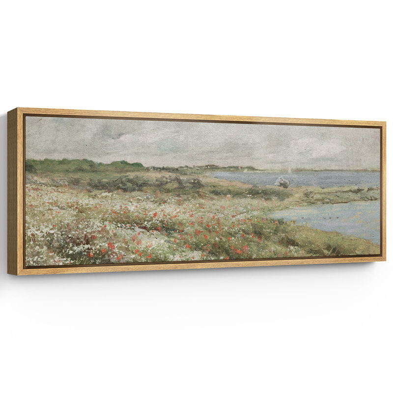 wall26 Wildflower Paierie By The Lake Extra Large Framed Wall Art Oversized Canvas Print | Wayfair